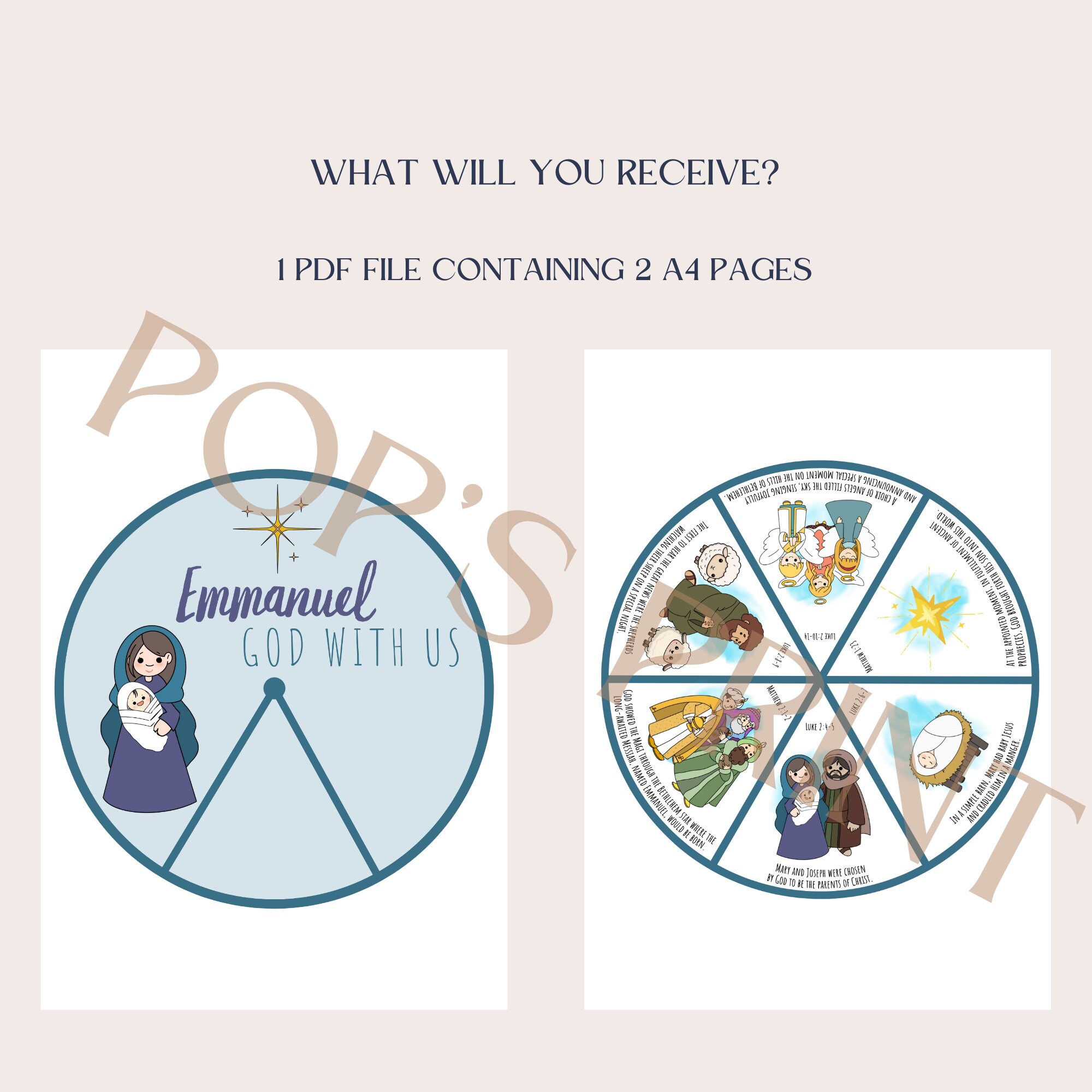 The Nativity Story Spinner Wheel Printable, Emmanuel God With Us, Kids ...