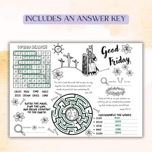 Good Friday Placemat for Kids, Easter Table Coloring Craft, Sunday ...