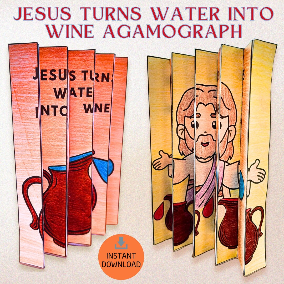Printable Jesus Turns Water Into Wine Agamograph – Sunday School Craft ...