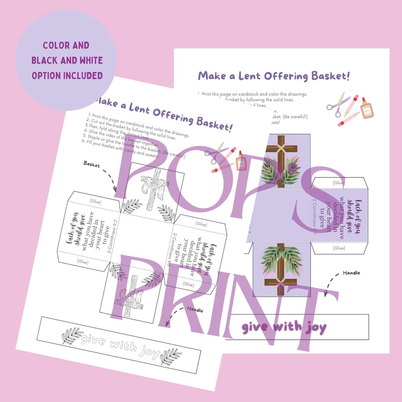 Lent Bible Verse Basket Printable Sunday School Easter Craft, Kids ...