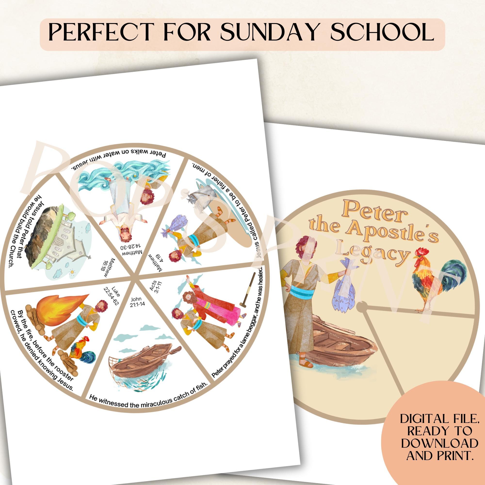 Printable Peter the Apostle Spinner Wheel, Interactive Bible Story ...