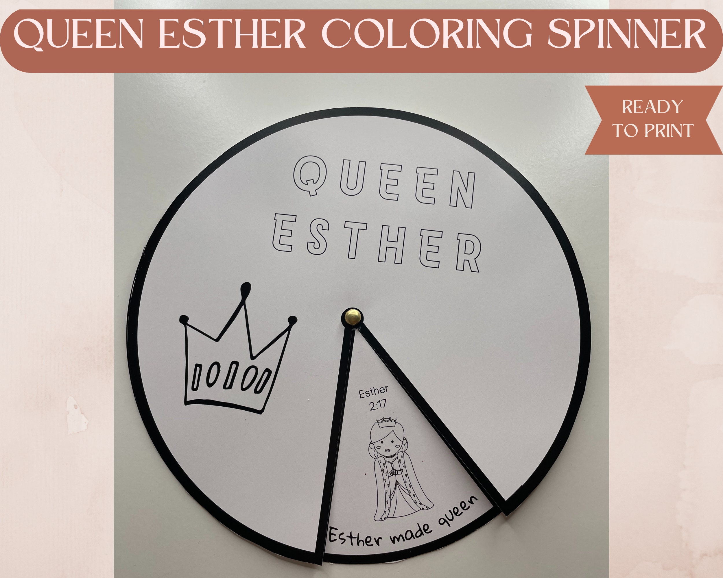 Queen Esther Coloring Spinner Wheel Queen Esther Craft - Etsy
