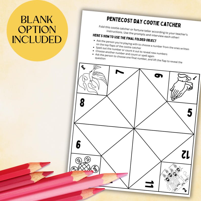 Pentecost Day Cootie Catcher Craft for Kids| Sunday School Activity for ...