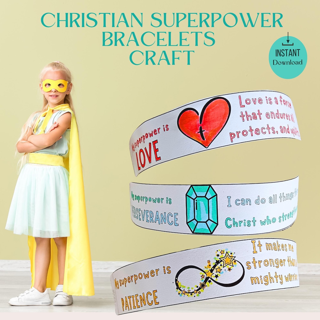 Christian Superpowers Bracelet Printable Sunday School Craft, Kids ...