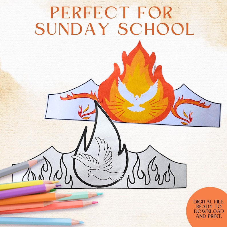 Printable Day of Pentecost Crown, Sunday School Craft, Pentecost ...