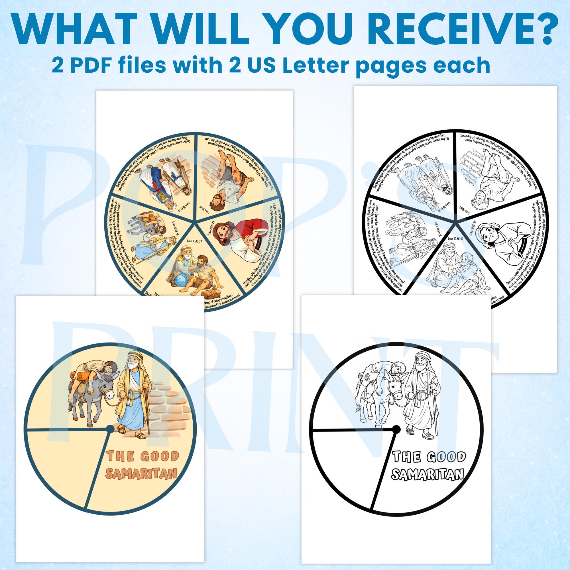 Good Samaritan Coloring Spinner Wheel | Sunday School Parable Craft ...