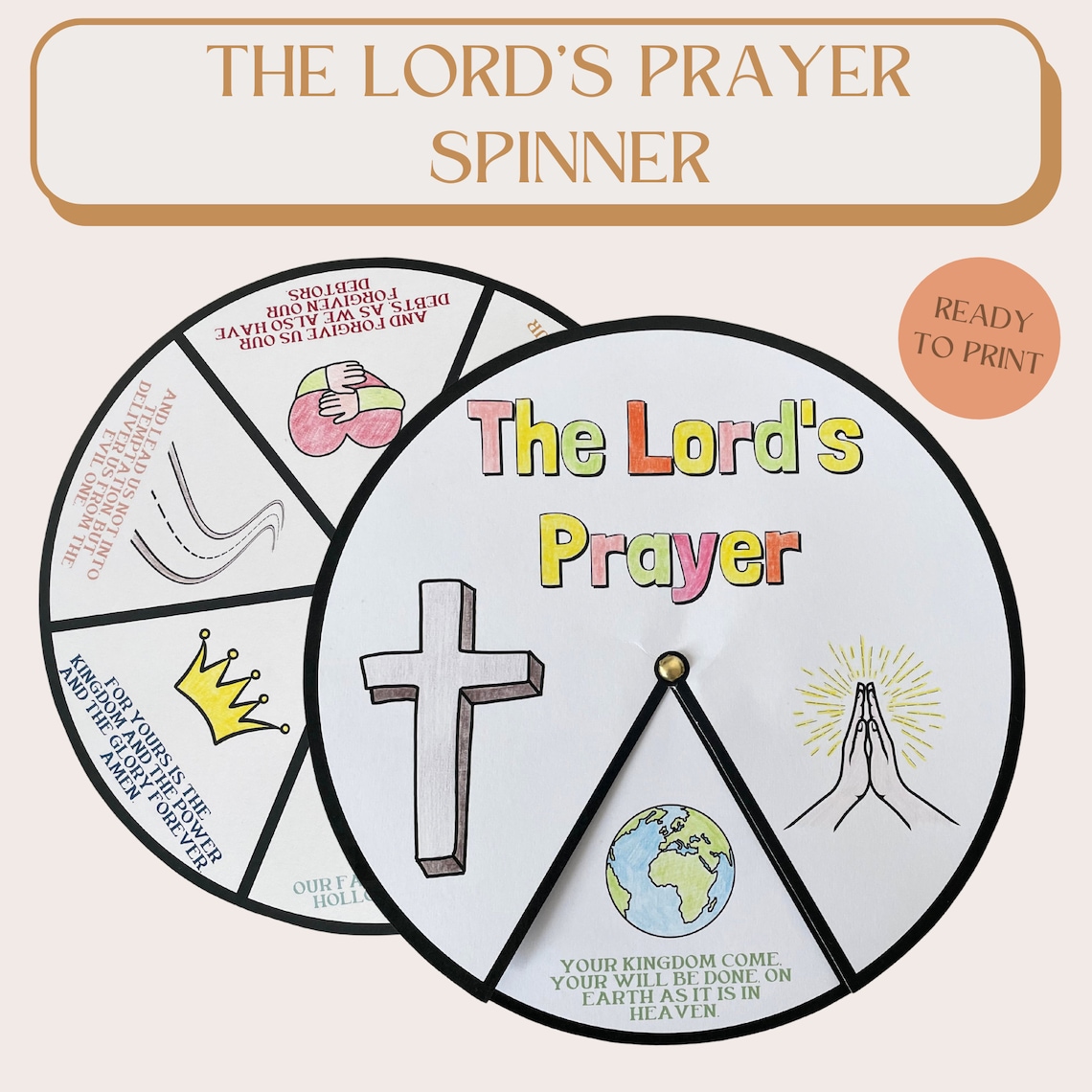 The Lord's Prayer Coloring Spinner Wheel the Lord's Prayer Craft Sunday ...
