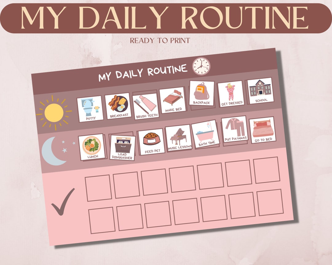 Girls My Daily Routine Chartdaily Rhythm Kids Choresprintable Command ...