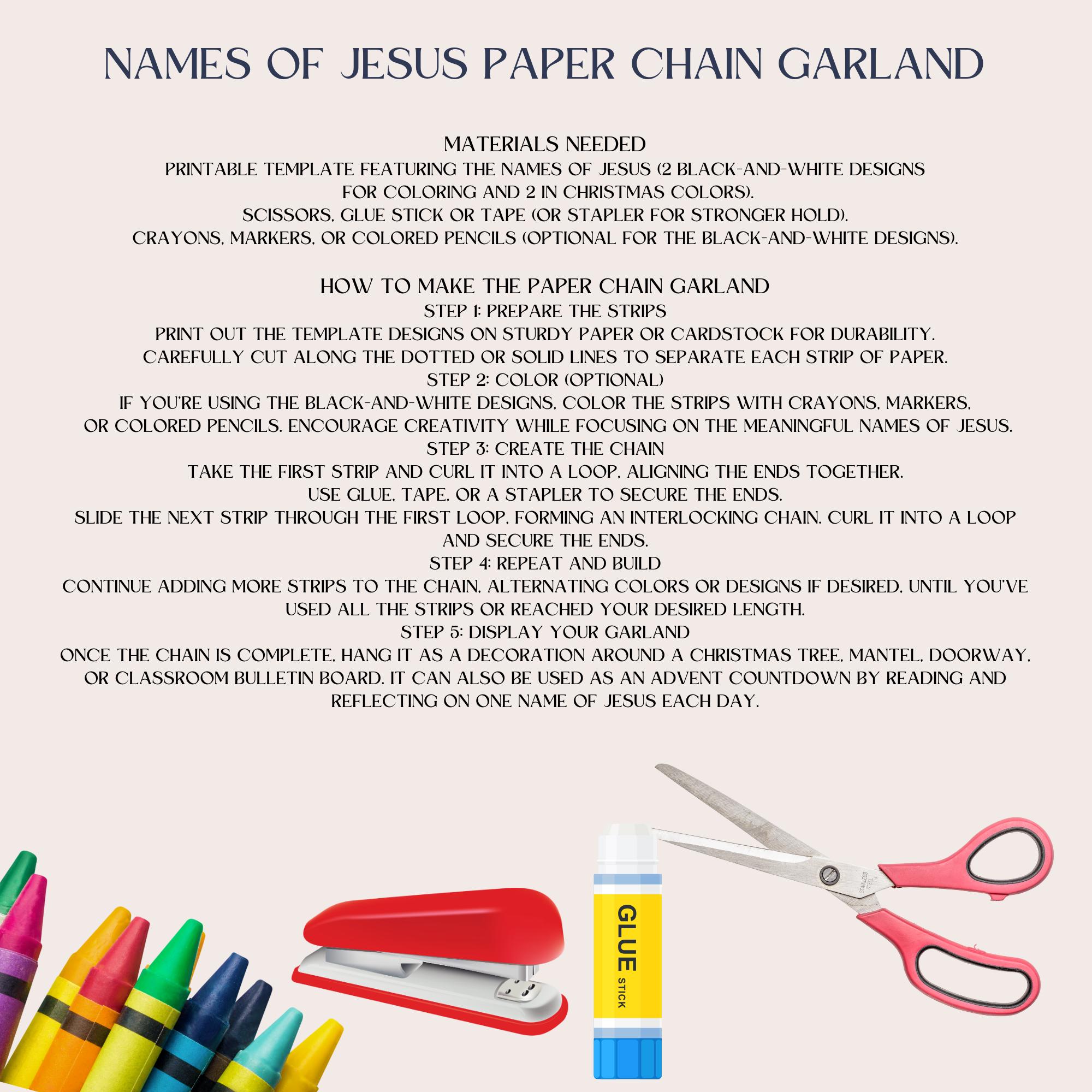 Names of Jesus 3D Paper Chain Garland Craft Printable Christmas ...
