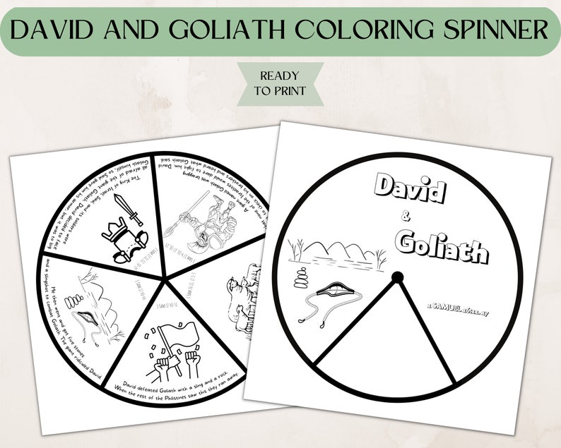 David and Goliath Coloring Spinner Wheel David and Goliath - Etsy