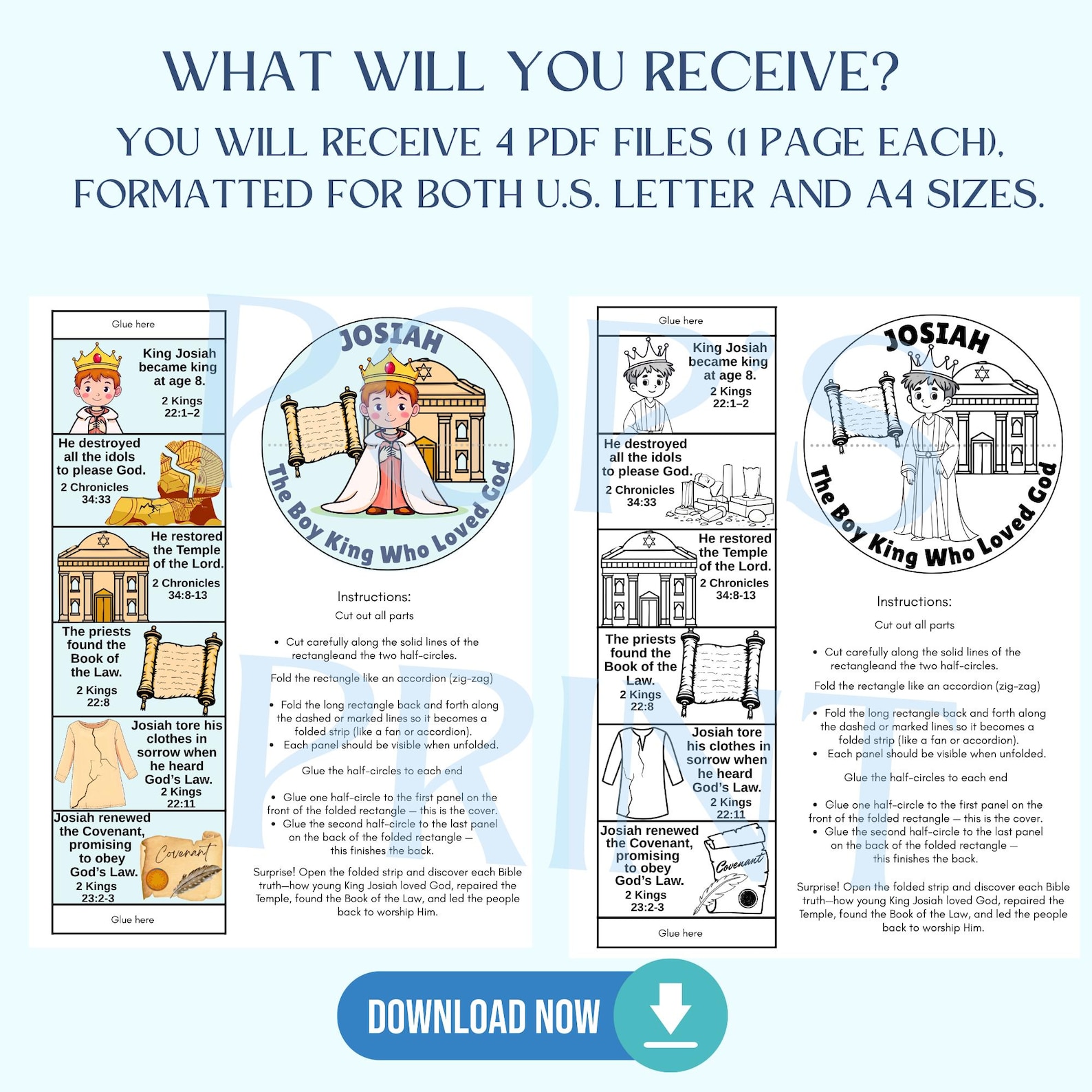 Printable King Josiah Folding Surprise Booklet, Sunday School Craft ...
