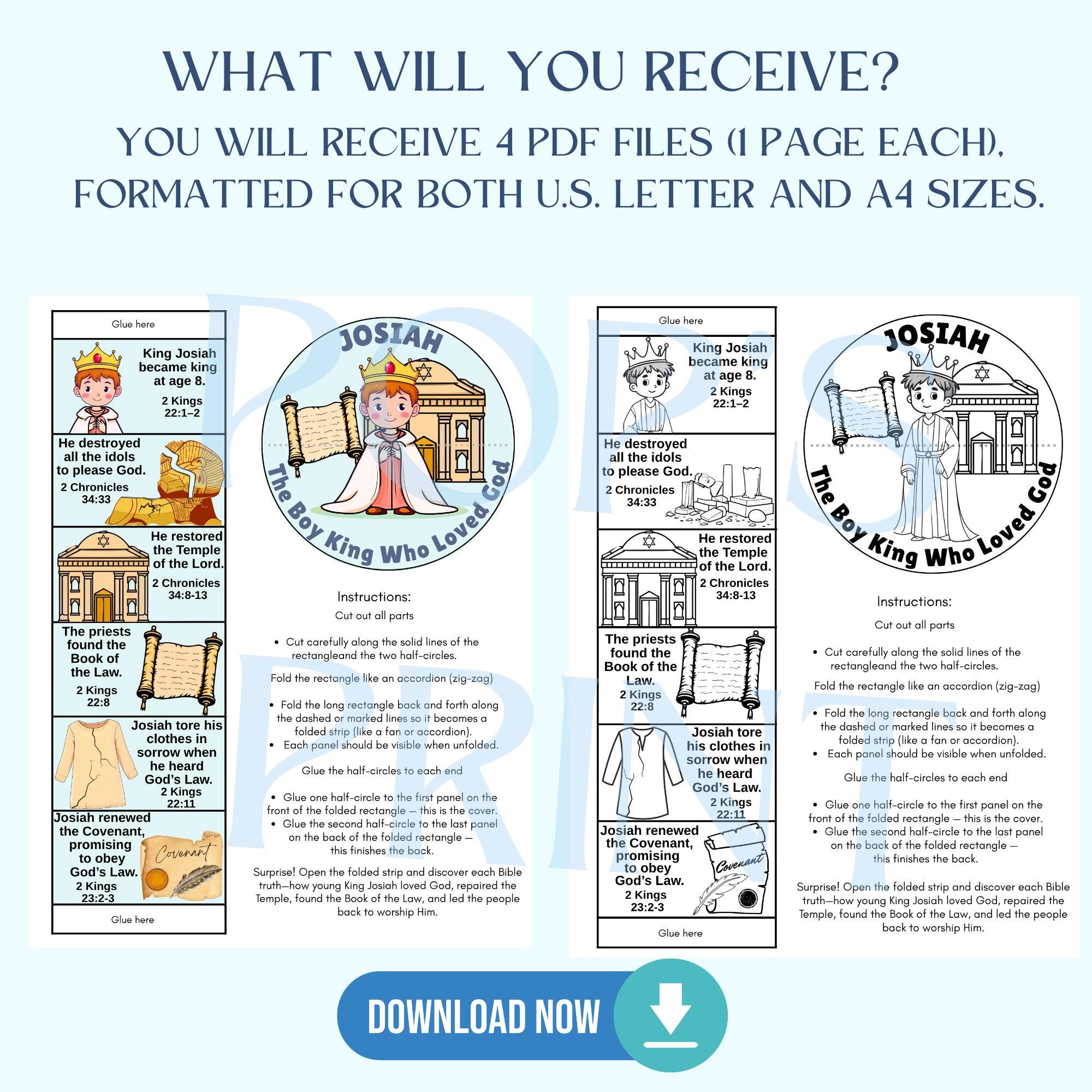 Printable King Josiah Folding Surprise Booklet, Sunday School Craft ...