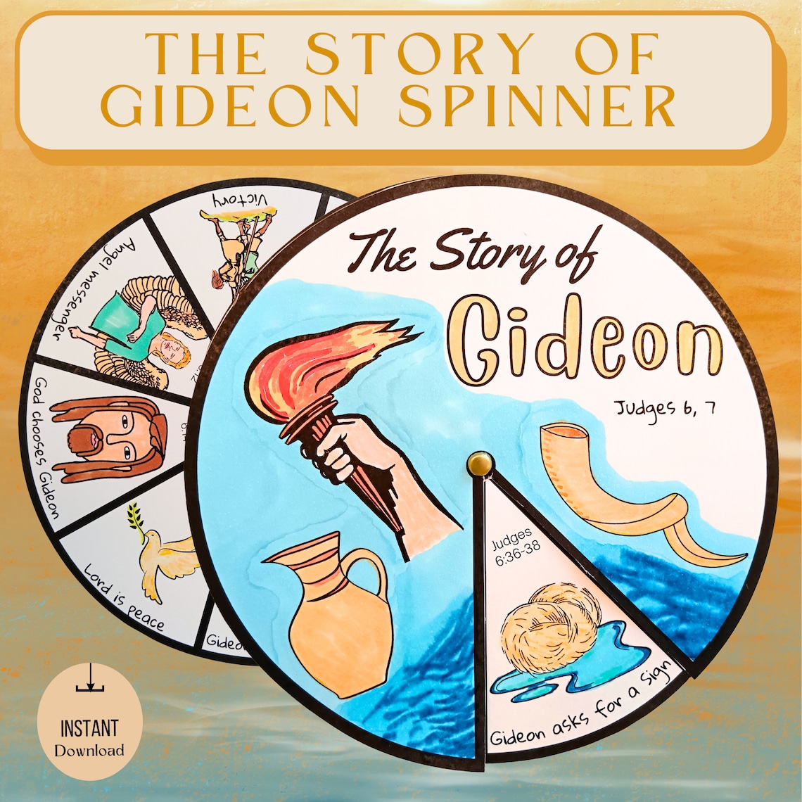 Printable the Story of Gideon Coloring Spinner Wheel, Gideon Craft ...