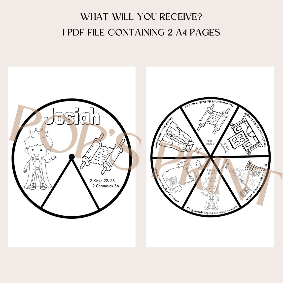 Josiah Coloring Spinner Wheel | Bible Activity for Kids | King Josiah ...
