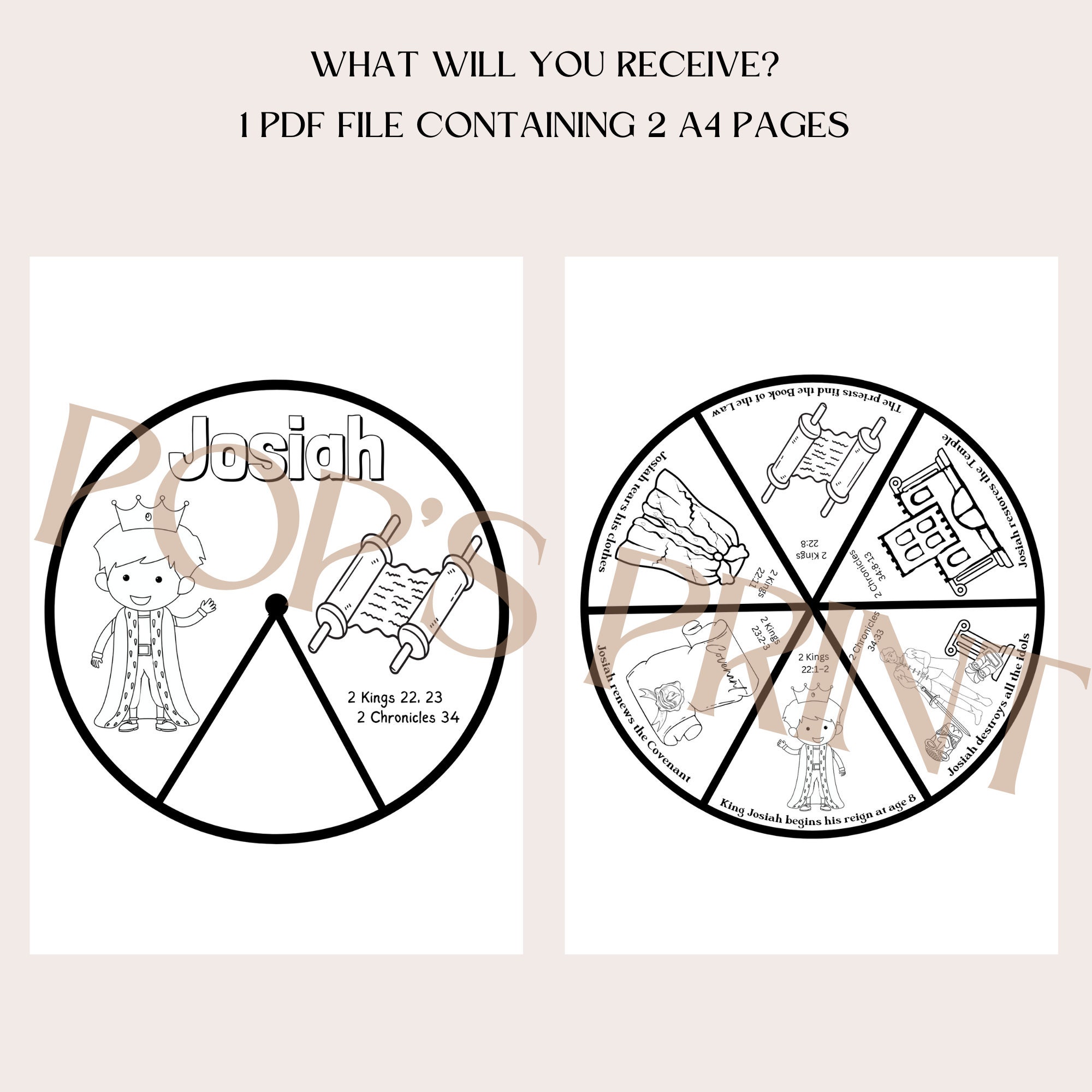 Josiah Coloring Spinner Wheel | Bible Activity for Kids | King Josiah ...