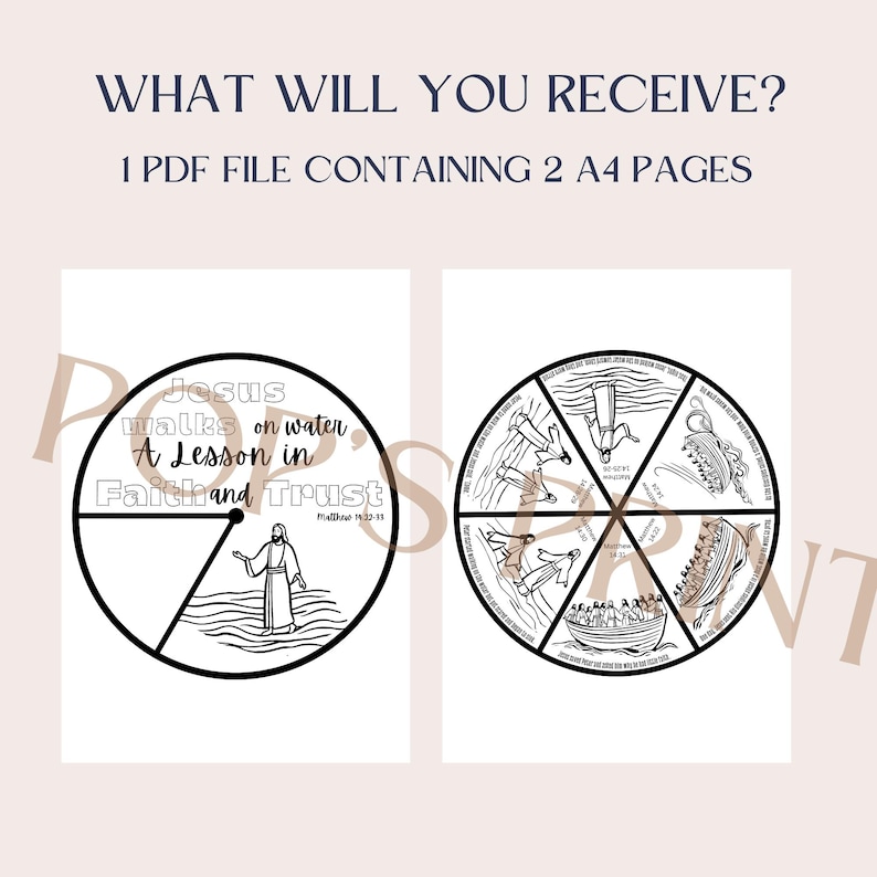 Jesus Walks on Water Coloring Spinner Wheel, Jesus and Peter Bible ...