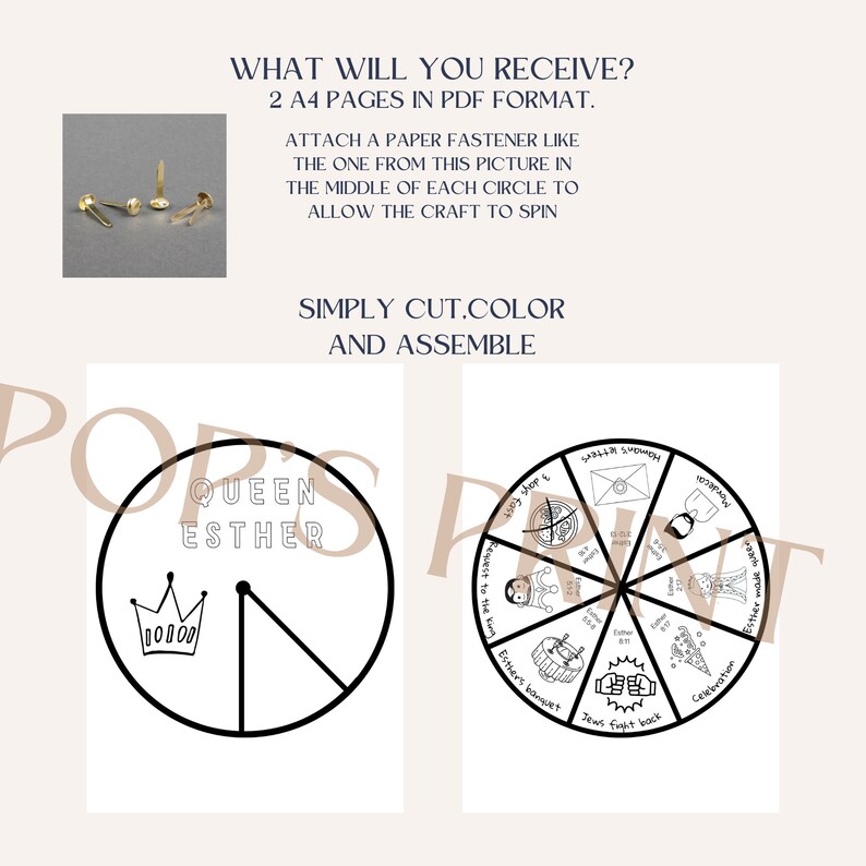 Queen Esther Coloring Spinner Wheel Queen Esther Craft Sunday School ...