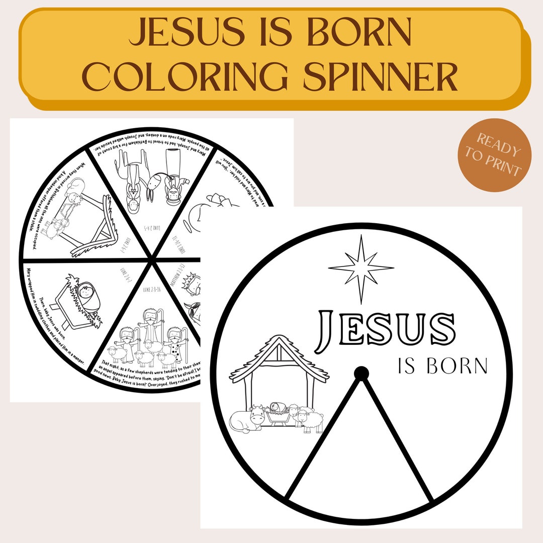 Jesus is Born Coloring Spinner Wheel Nativity Craft Sunday - Etsy