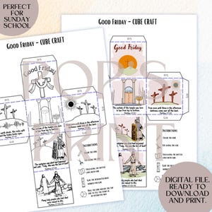 Printable Good Friday Sunday School Craft | 3D Paper Cube Craft for ...