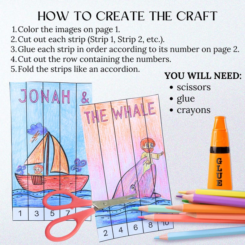 Printable Jonah and the Whale Agamograph – Sunday School Craft, Instant ...