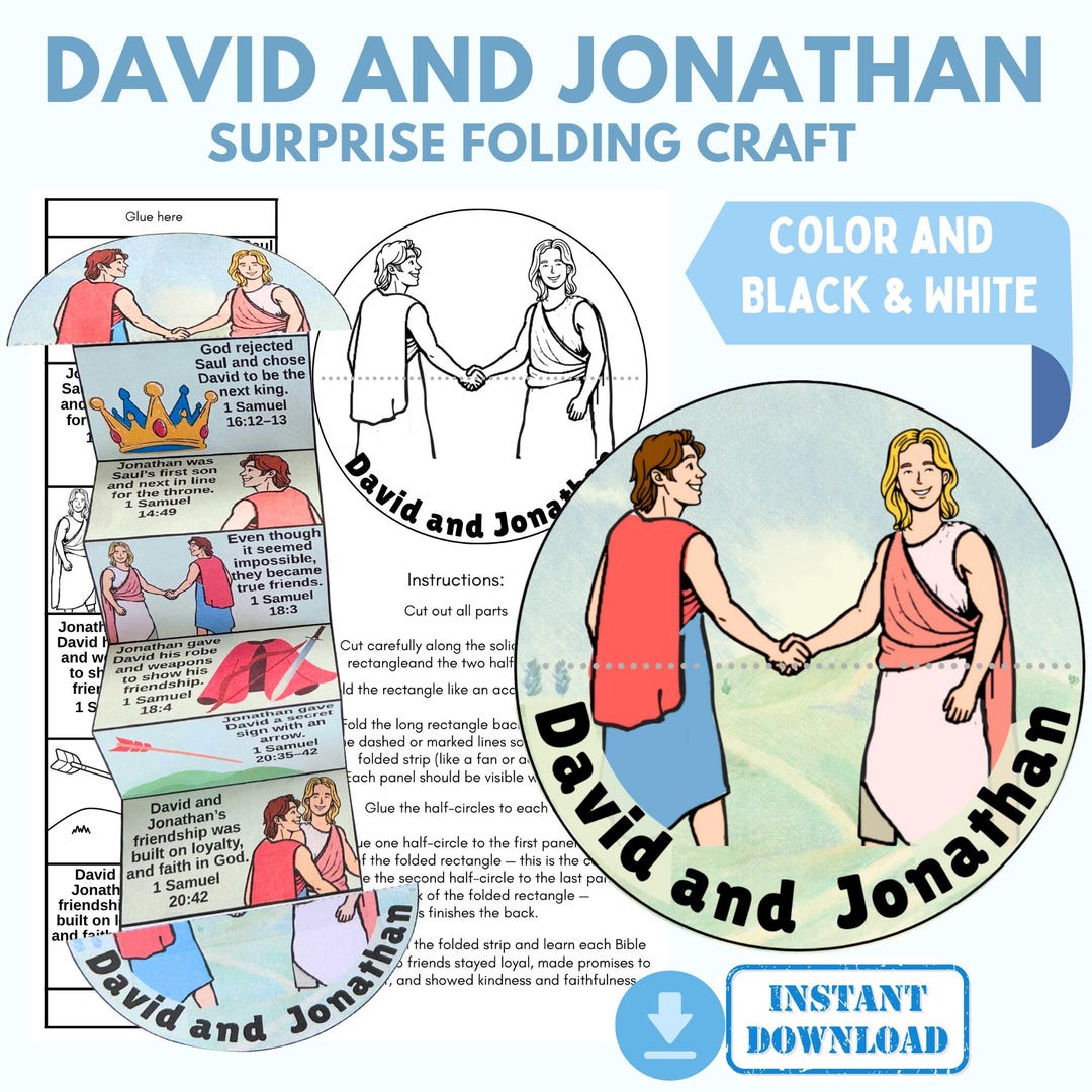 David and Jonathan Friendship Bible Craft for Kids – Printable Folding ...