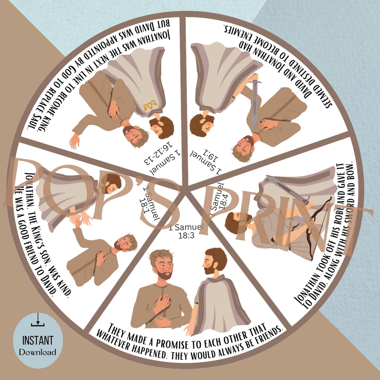 Printable David and Jonathan's Friendship Coloring Spinner Wheel ...