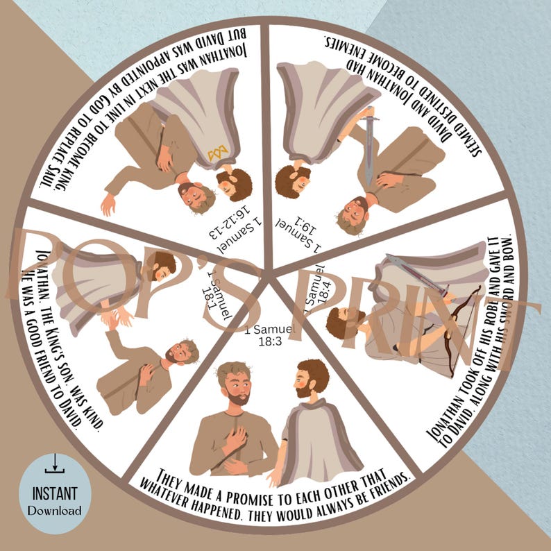 Printable David and Jonathan's Friendship Coloring Spinner Wheel ...