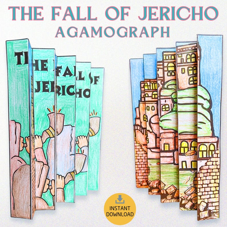 Printable Fall of Jericho Agamograph – Sunday School Craft & Bible ...