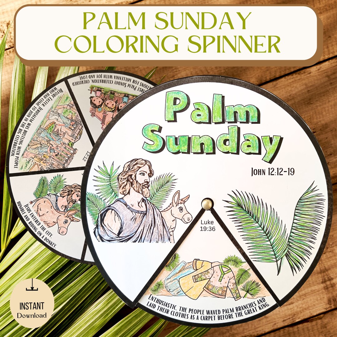 Printable Palm Sunday Coloring Spinner Wheel Palm Sunday Craft the ...