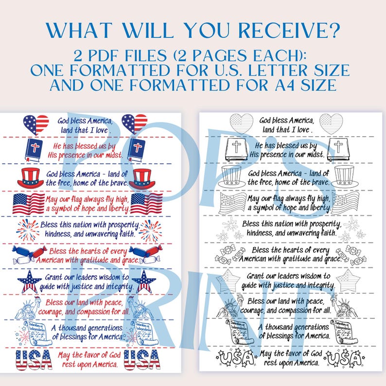 Printable 4th of July Blessings Paper Chain, Sunday School Craft ...