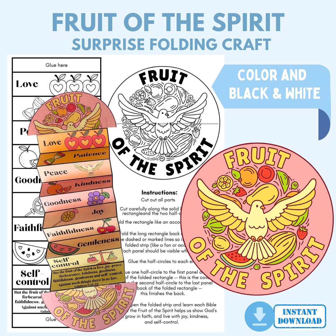 Fruit of the Spirit Craft – Printable Folding Booklet (PDF) - Etsy ...
