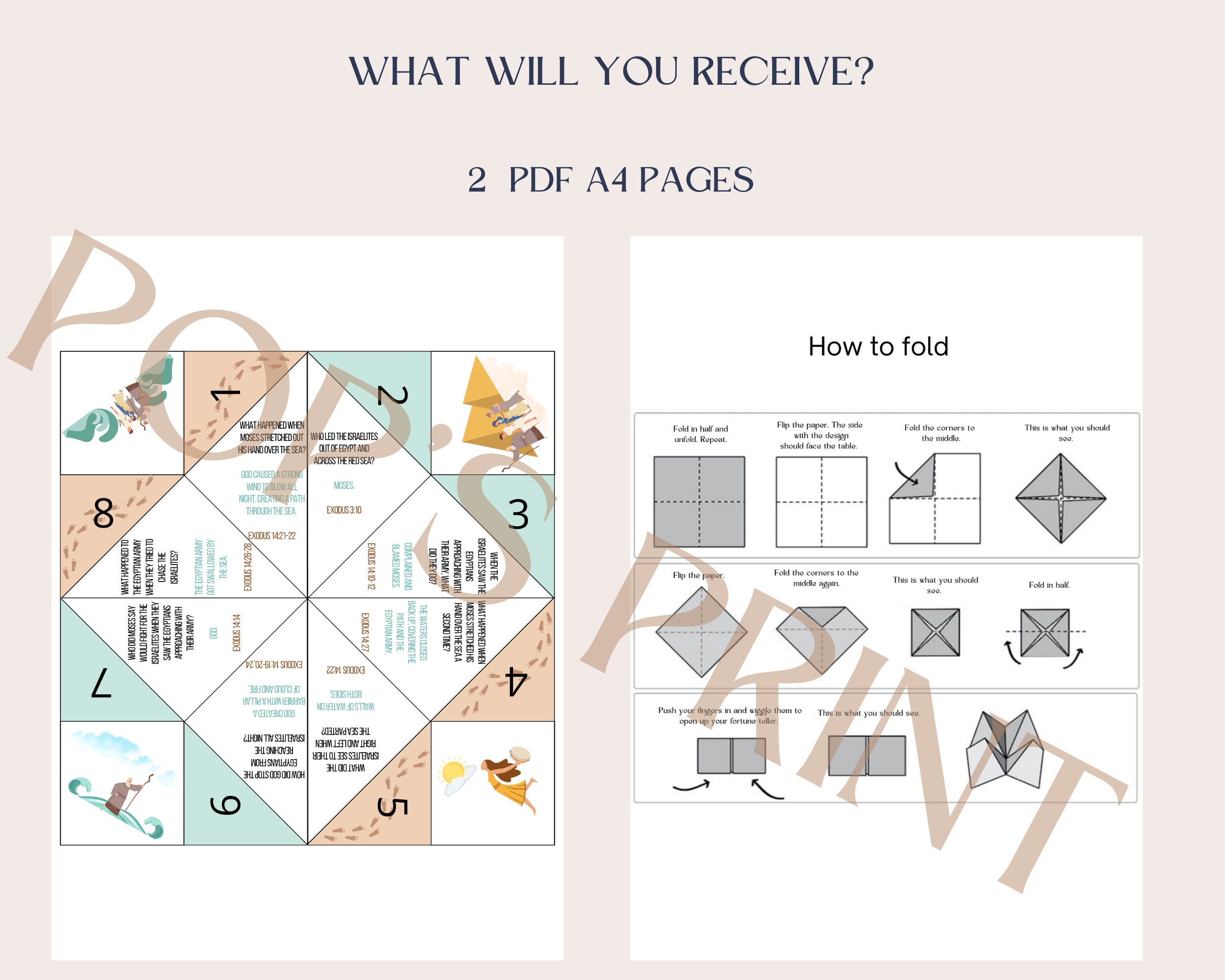 The Red Sea Cootie Catcher Sunday School Craft Cootie Catcher Printable ...