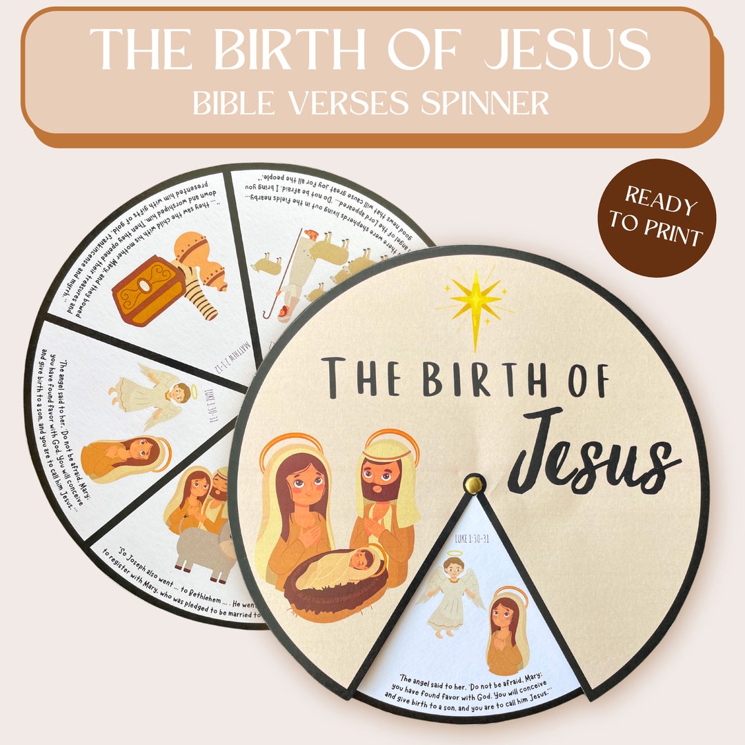 The Birth of Jesus Bible Verses Spinner Wheel | Nativity Craft | Sunday ...