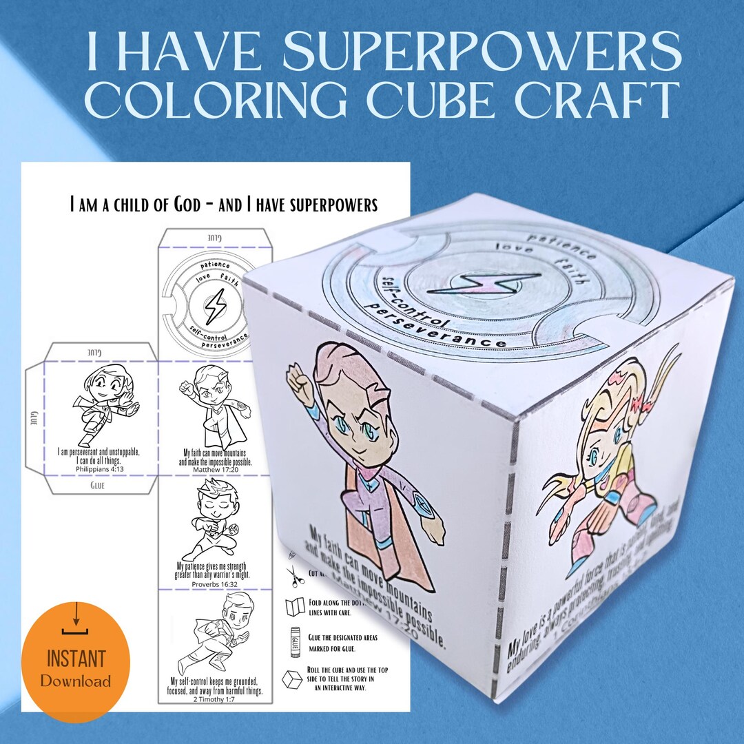 Christian Superpowers Cube Craft Teaching Faith, Love, Self-control ...