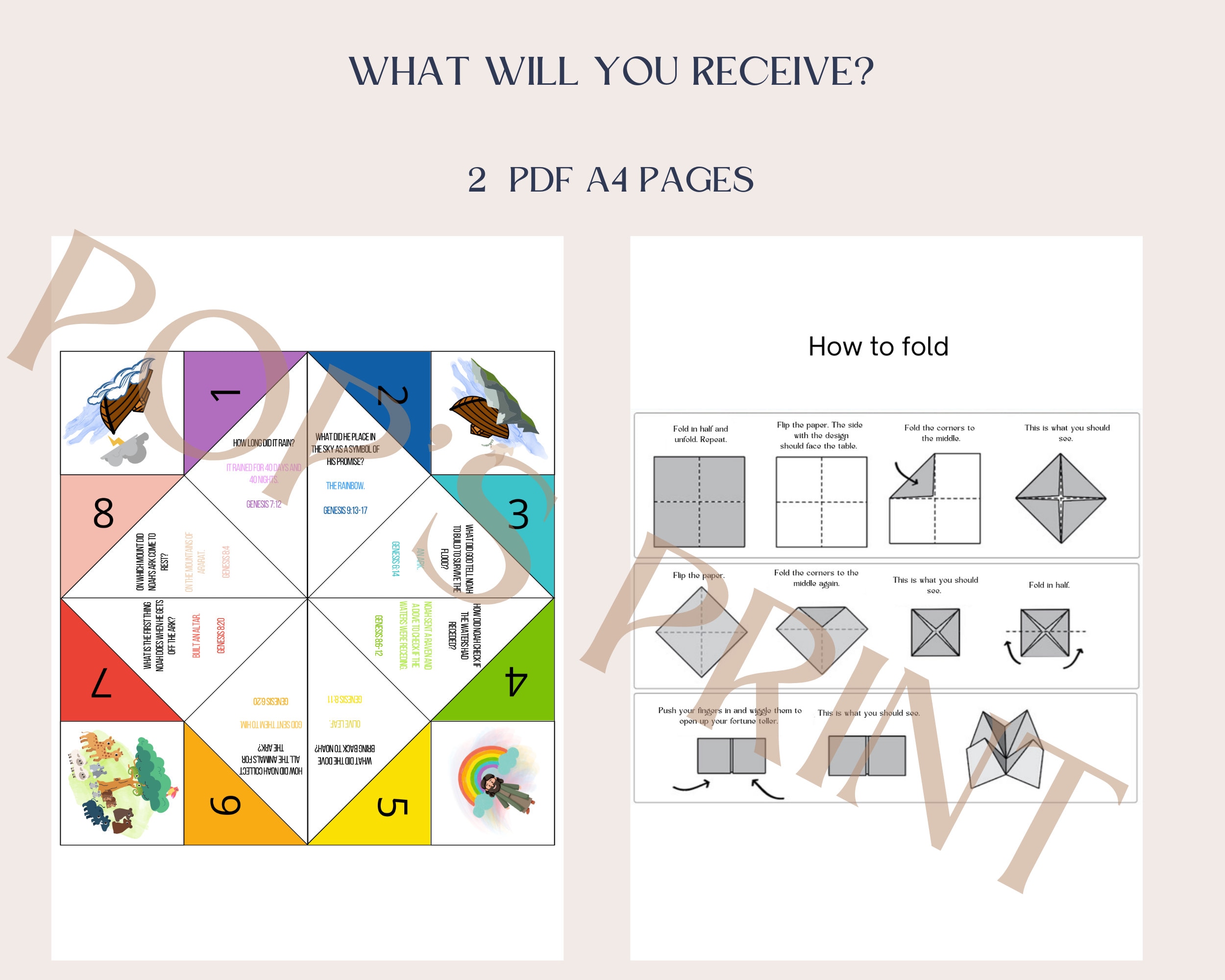 Noah's Ark Cootie Catcher| Sunday School Craft| Cootie Catcher ...