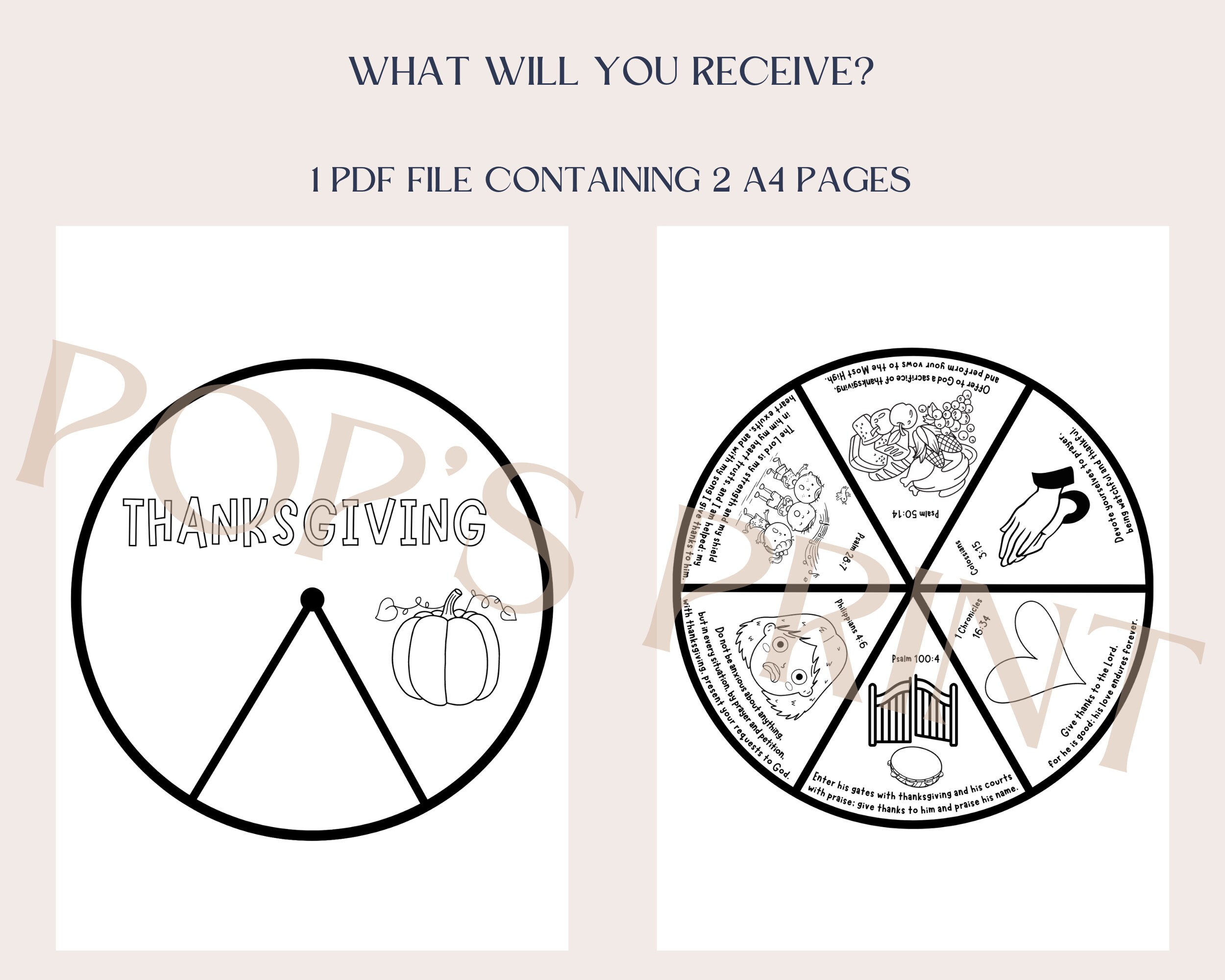 Thanksgiving Bible Verses Coloring Spinner Wheel Thanksgiving Craft ...