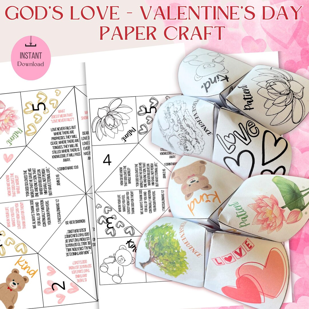 Valentine's Day Paper Craft| 1 Corinthians 13| Fortune Teller| Cootie ...