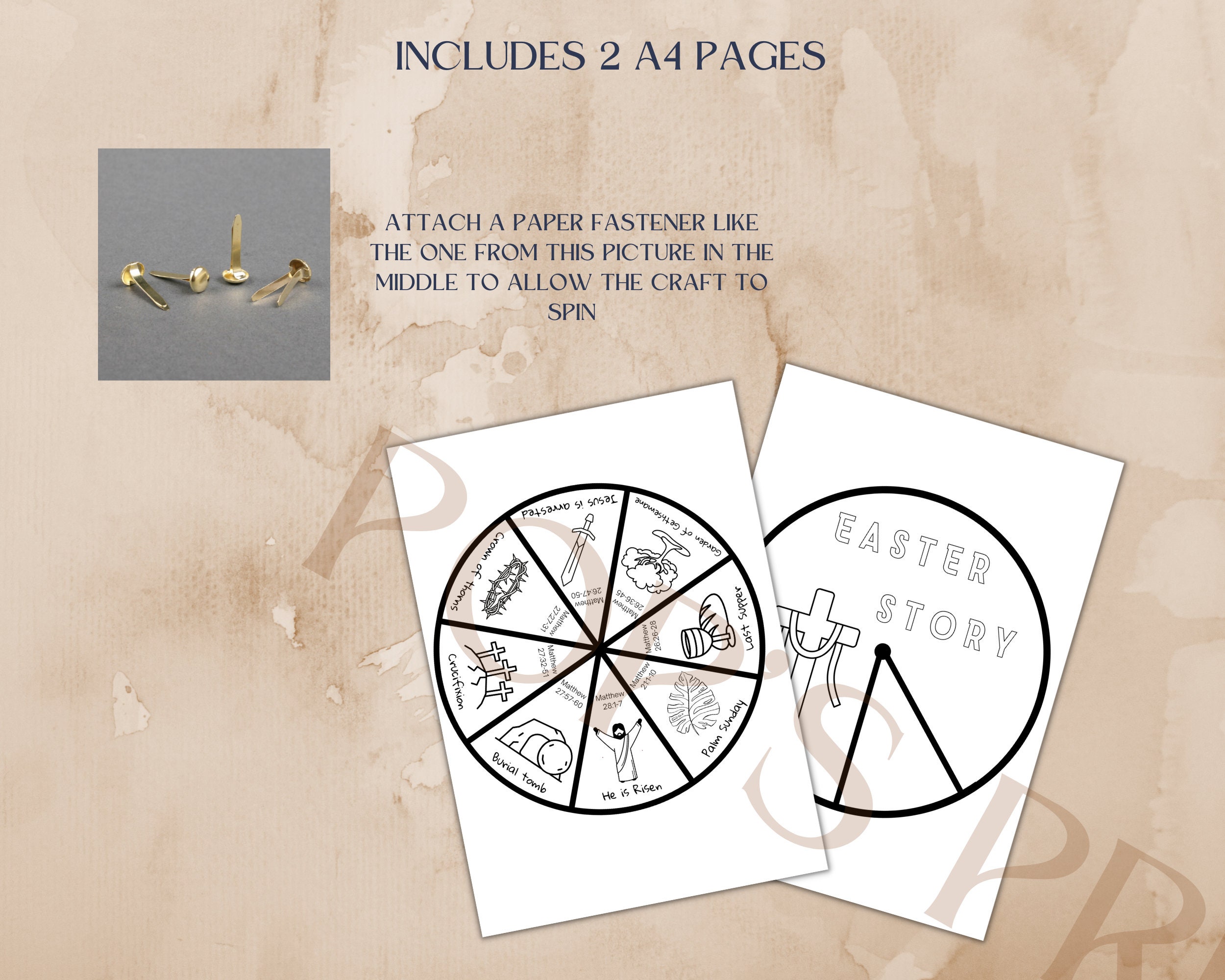 The Easter Story Coloring Spinner Wheel Easter Craft Sunday School ...