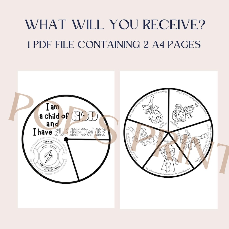 Sunday School Craft Christian Superpowers Spinner Wheel Printable Bible ...