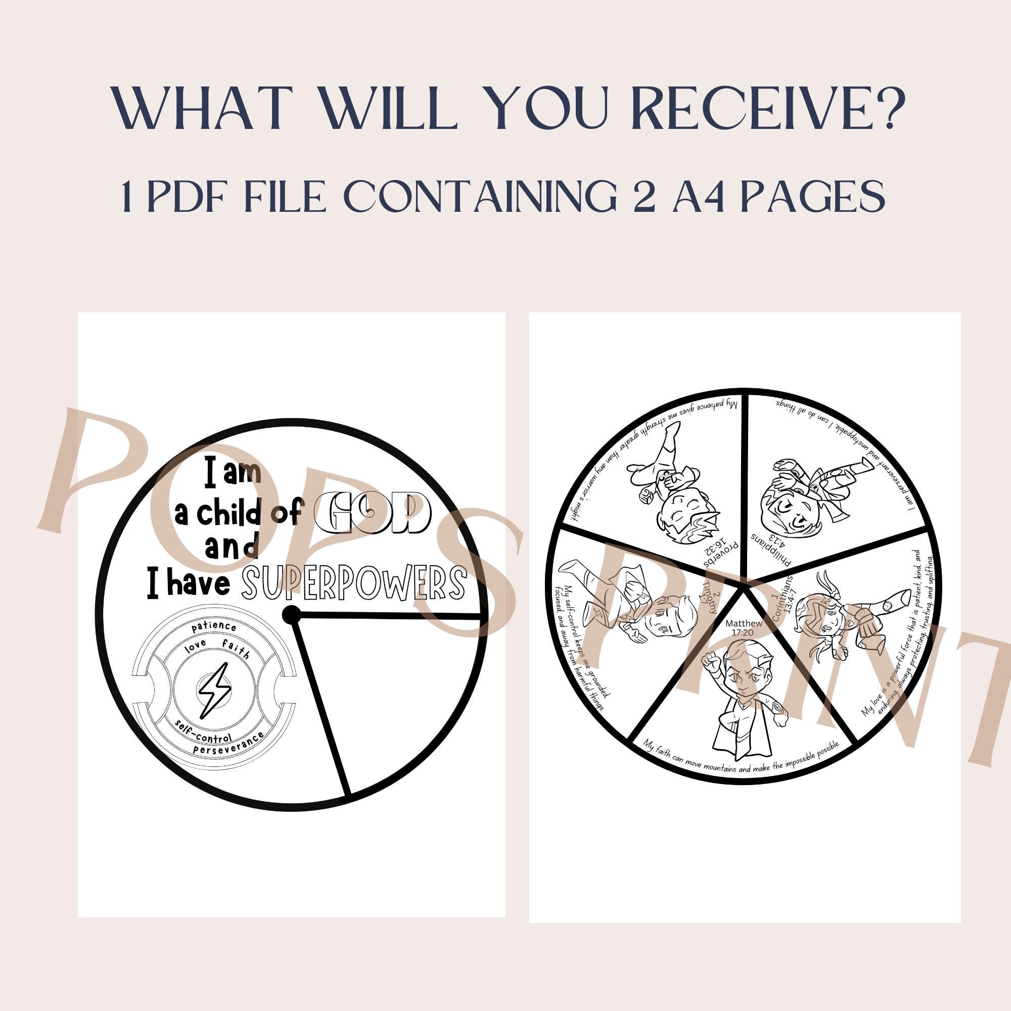 Sunday School Craft Christian Superpowers Spinner Wheel Printable Bible ...