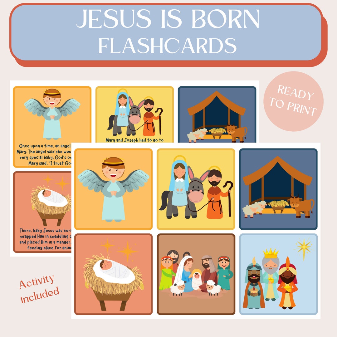 Jesus is Born Flashcards Nativity Flashcards Bible Lessons - Etsy