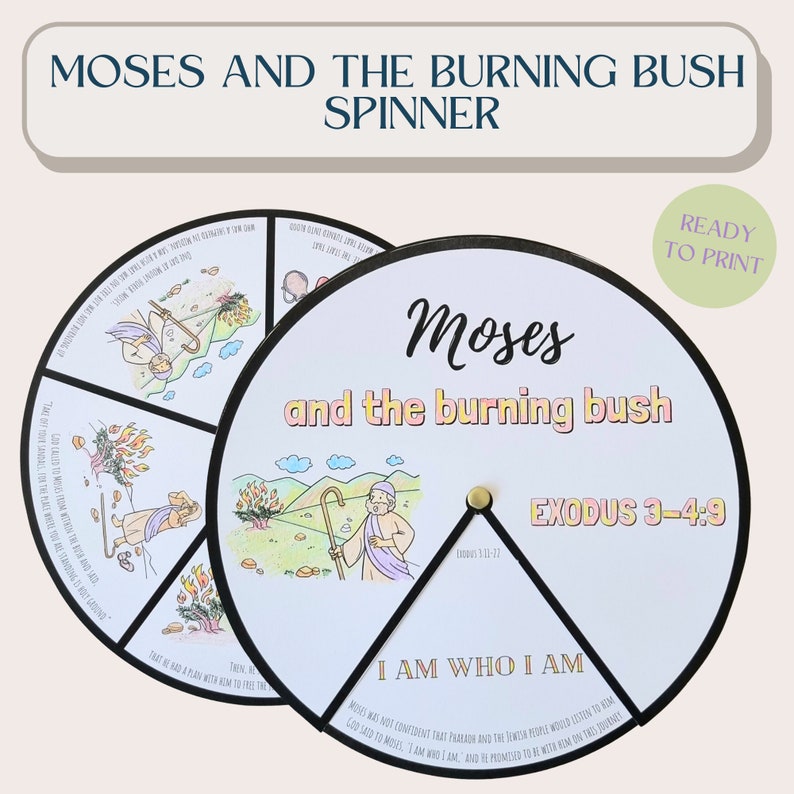 Printable Moses and the Burning Bush Coloring Spinner Wheel Engaging ...
