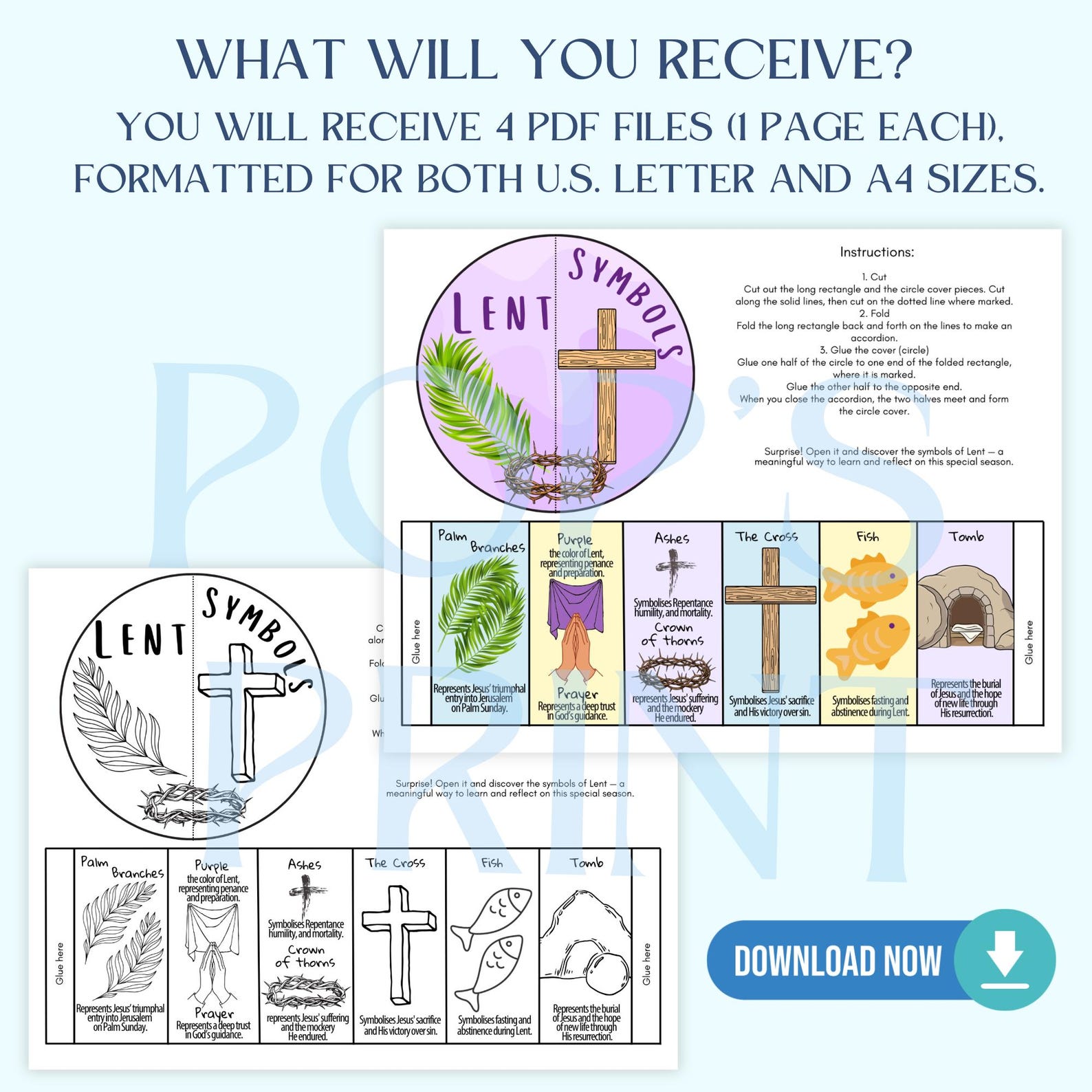 Lent Symbols Craft, Sunday School Coloring Activity (digital Download ...