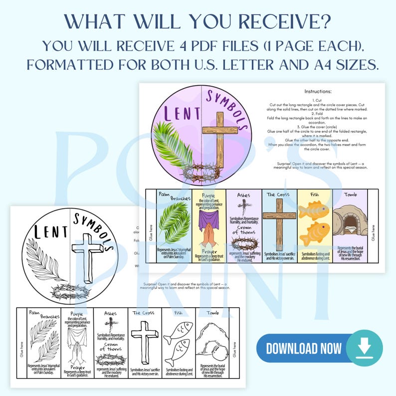 Lent Symbols Craft, Sunday School Coloring Activity (digital Download ...