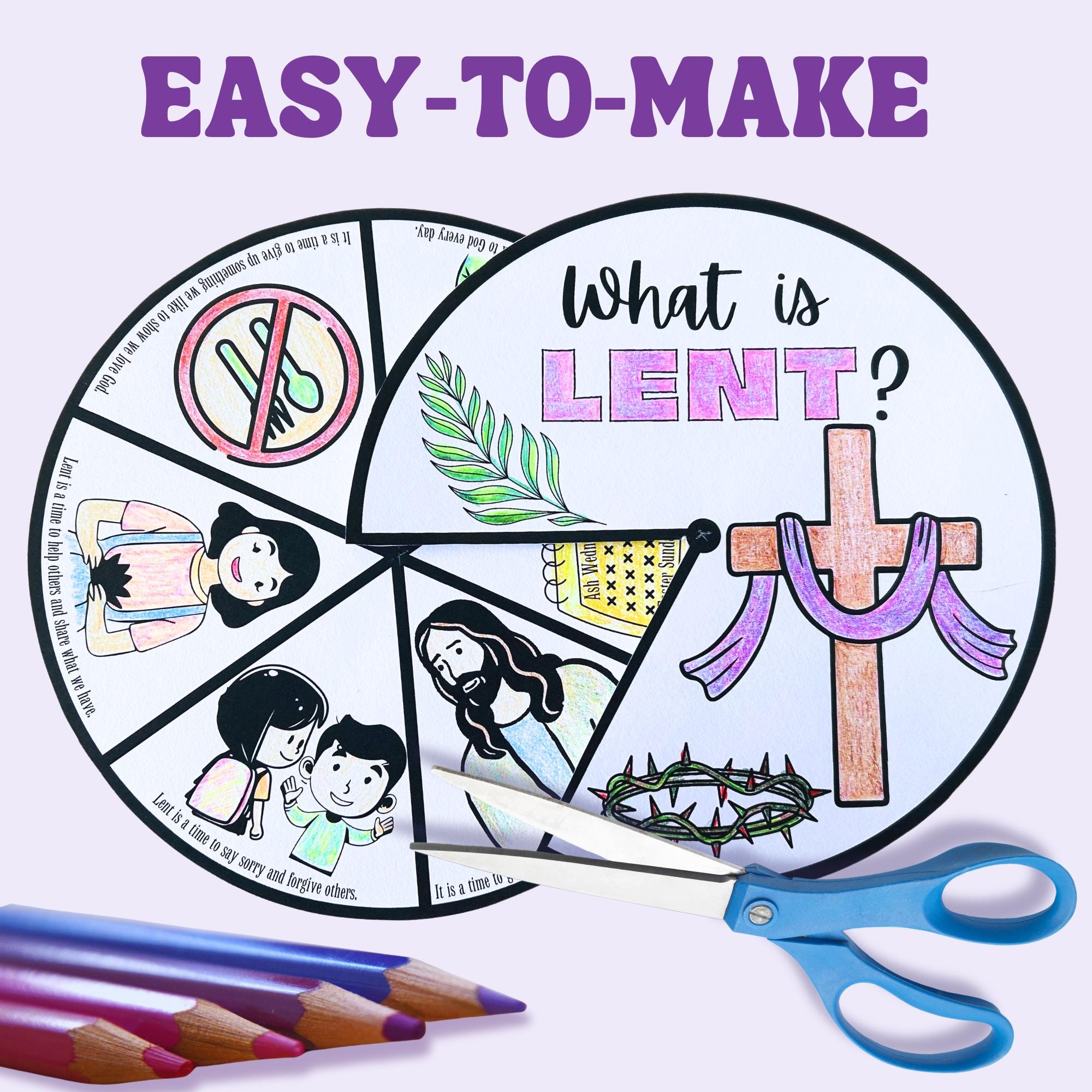 Printable Lent Sunday School Craft, Coloring What is Lent Spinner Wheel ...