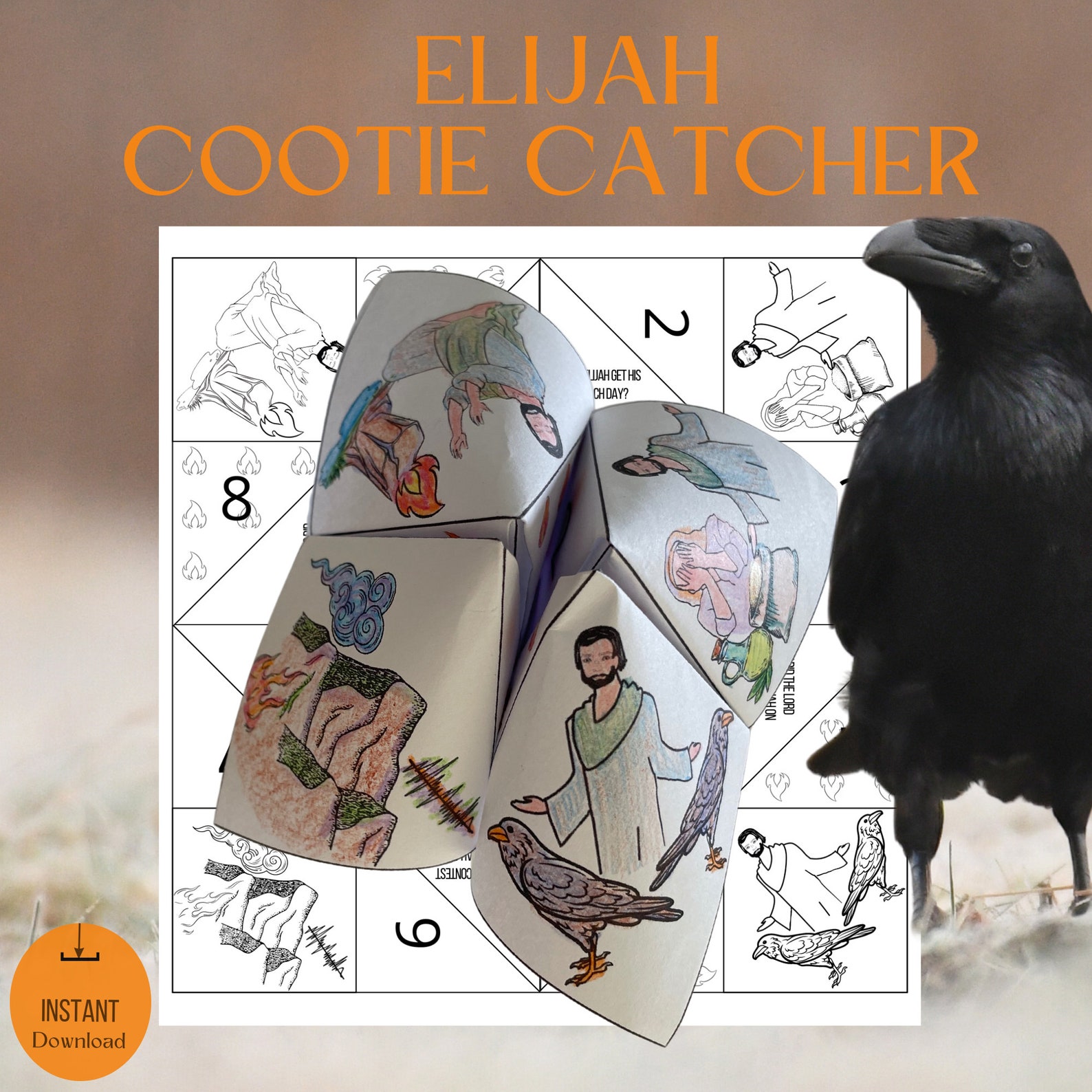 Elijah Coloring Cootie Catcher| Sunday School Craft| Cootie Catcher ...