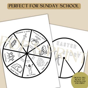 The Easter Story Coloring Spinner Wheel| Easter Craft| Sunday School ...