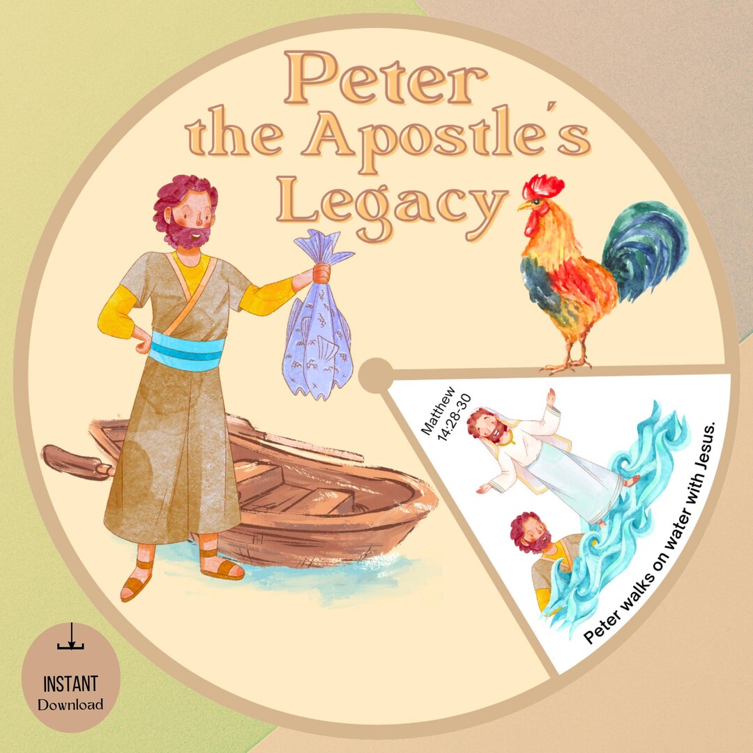 Printable Peter the Apostle Spinner Wheel, Interactive Bible Story Craft, Sunday School Activity ...