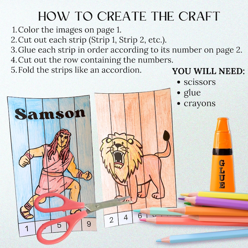 Printable Samson Agamograph – Sunday School Craft, Instant Download ...