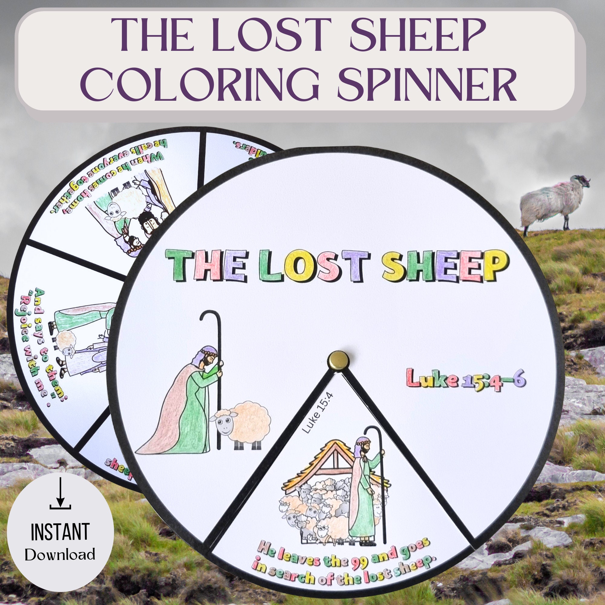 The Lost Sheep Coloring Spinner Wheel| the Lost Sheep Craft| Sunday ...